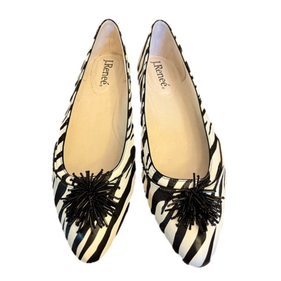 J.Renee | Shoes | J Rene Womens Darcy Leather Zebra Tassel Flats Size ...